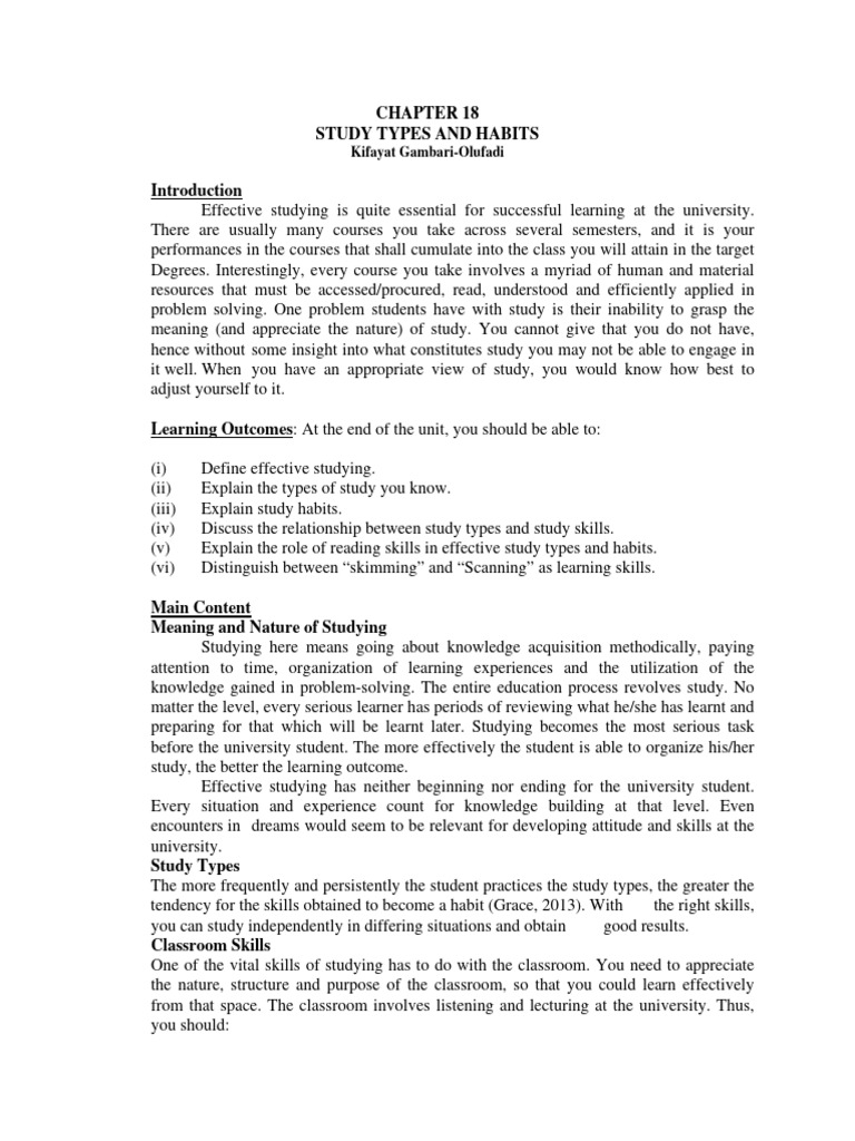 Study Types and Habits PDF | PDF | Learning | Knowledge