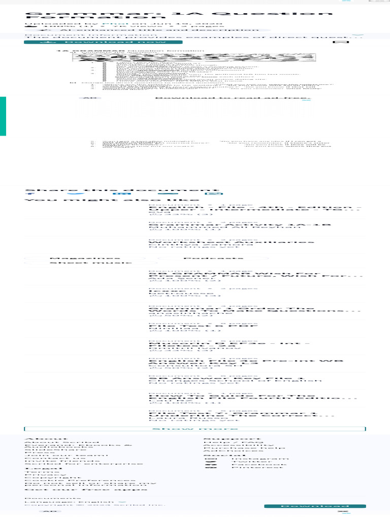 Grammar 1A Question Formation PDF | PDF | Scribd