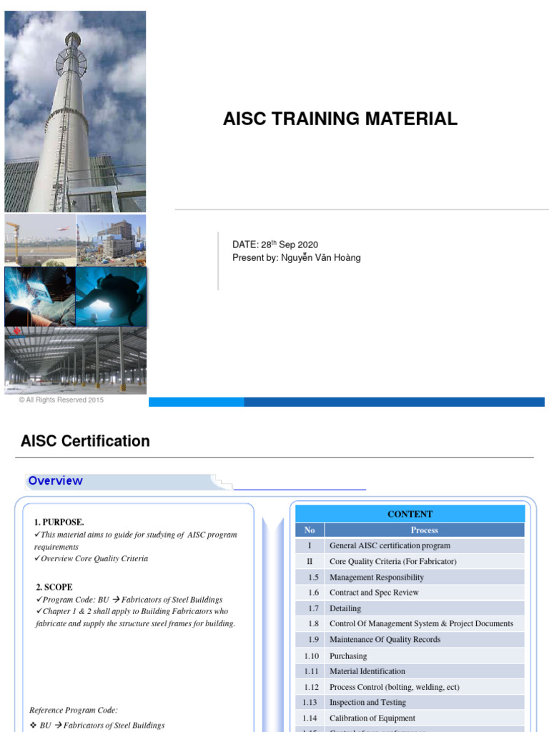 Aisc Training Material | PDF | Quality Management System ...