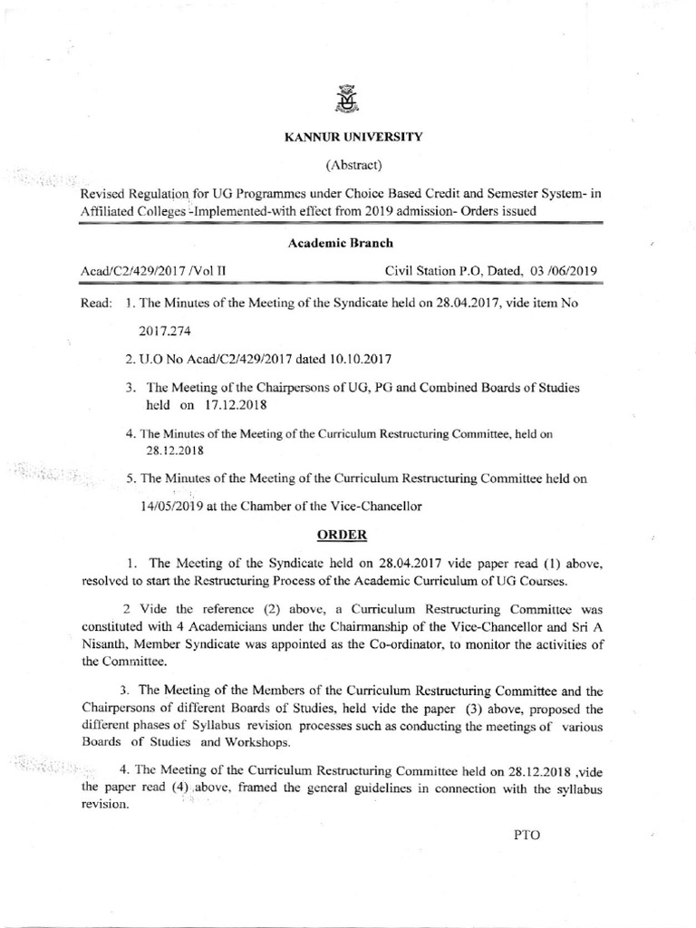 UG Regulation New2019 11 6 19 | PDF | Evaluation | Academic Term