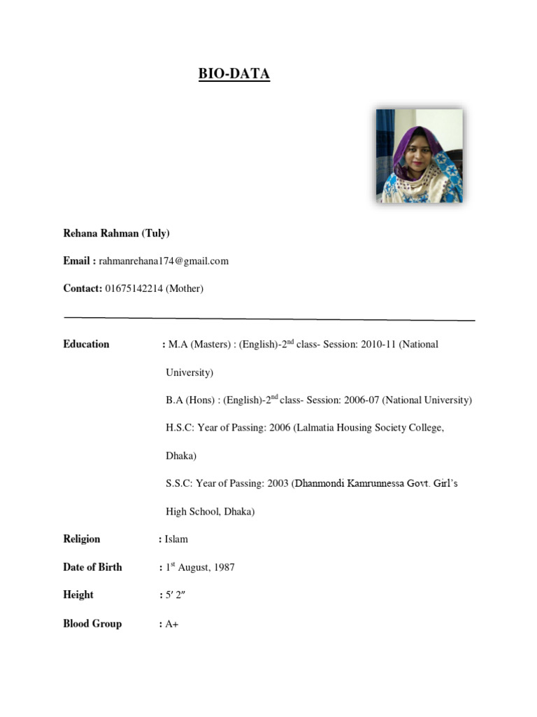 Bio Data | PDF | Wellness