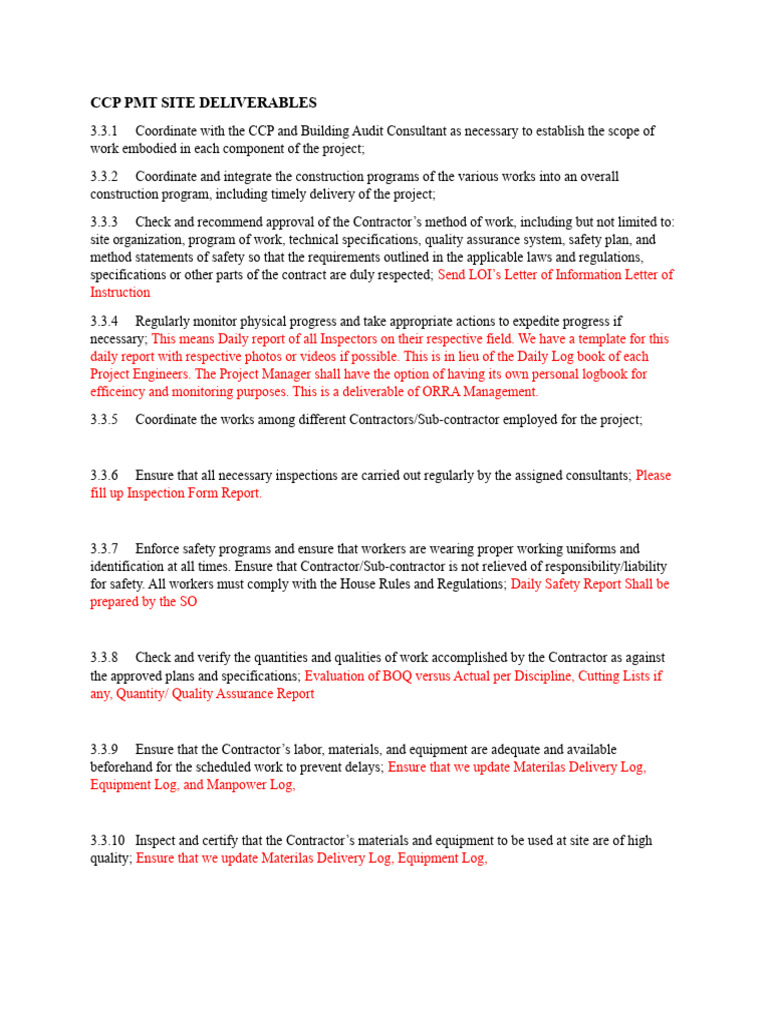 CCP PMT Site Deliverables | Download Free PDF | Business