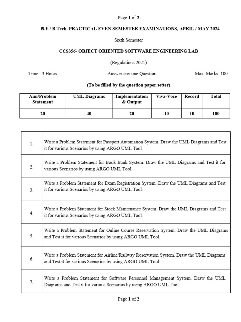 EXP SET QUES Set A | PDF | Unified Modeling Language | Software Engineering