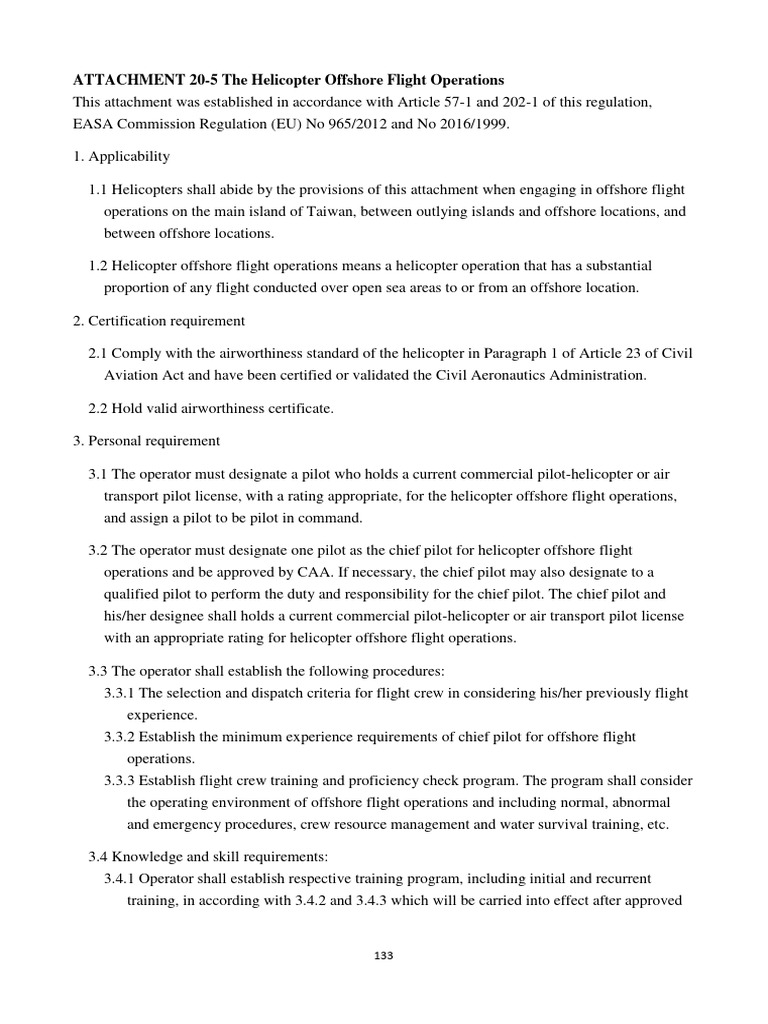 ATTACHMENT 20-5 The Helicopter Offshore Flight Operations | PDF | Federal Aviation ...