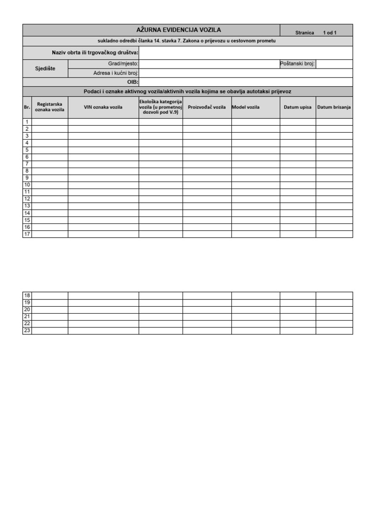 Evidencija Vozila 1 | PDF