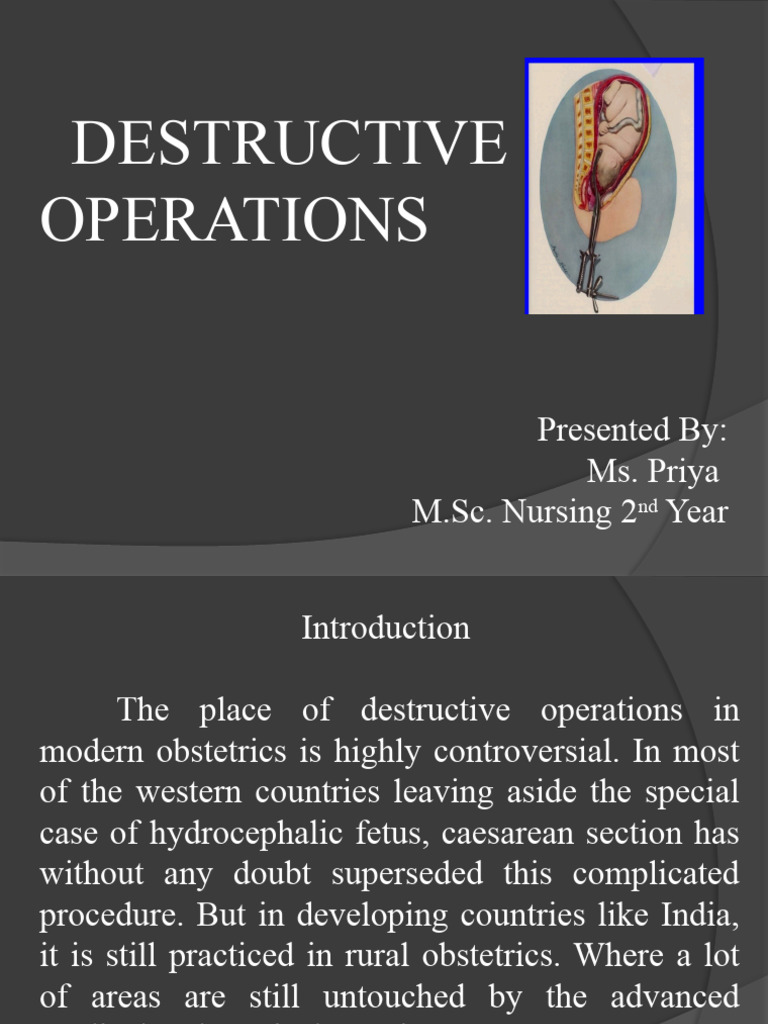 Destructive Operations | PDF | Childbirth | Caesarean Section