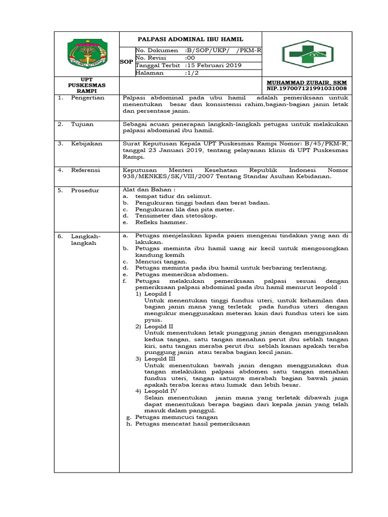 Sop Palpasi Abdomen | PDF