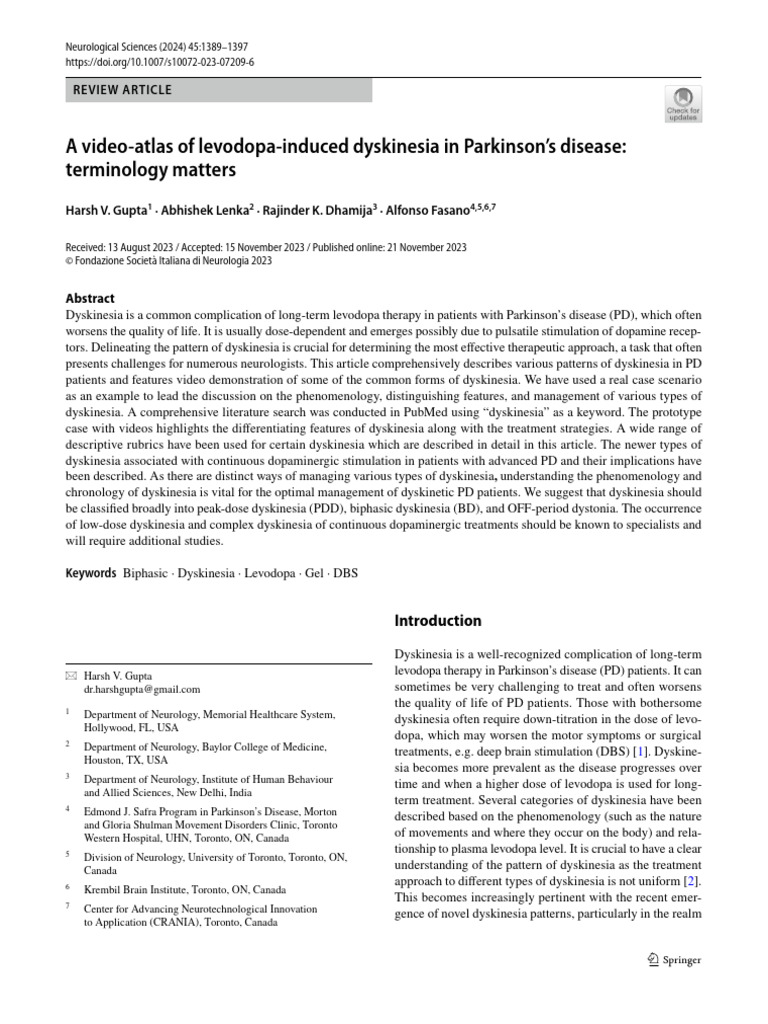 A Video Atlas of Levodopa Induced Dyskinesia | PDF | Dystonia ...