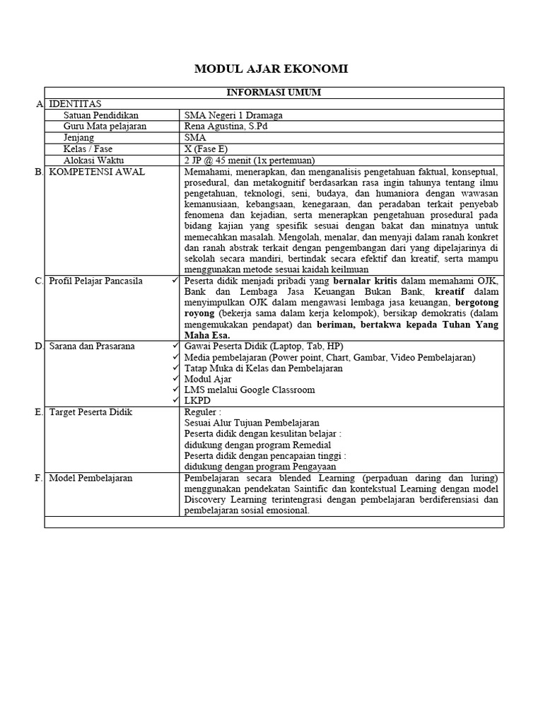 Modul Ajar Ekonomi Ojk | PDF