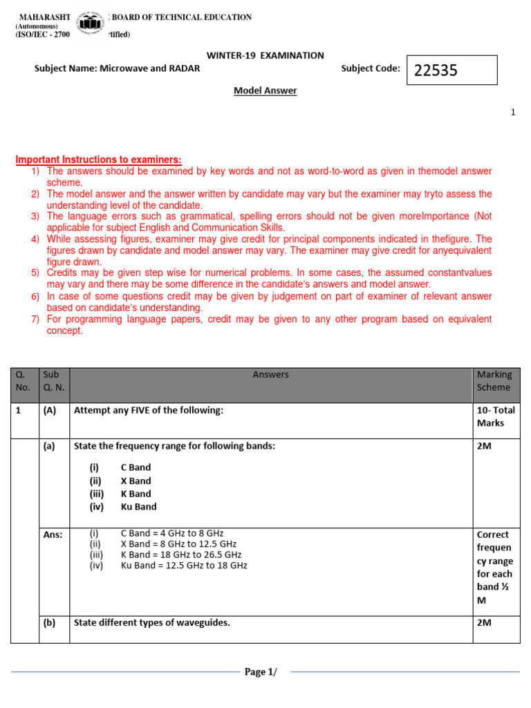 2019 Winter Model Answer Paper (Msbte Study Resources) | PDF | Radar ...