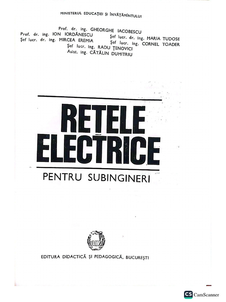 Retele Electrice - Eremia, Iacobescu | PDF