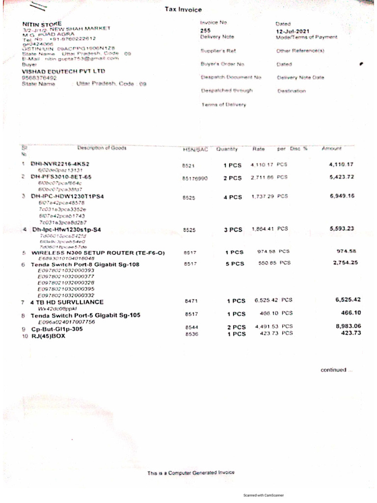 CCTV Dahua Bill | PDF