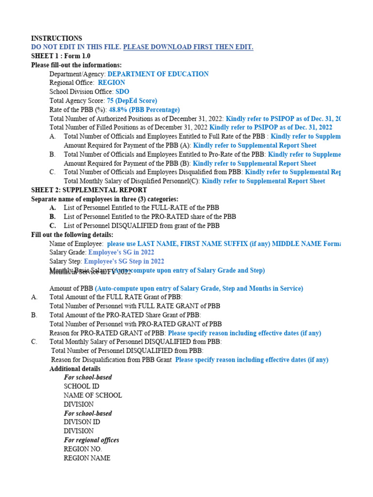 ELEMENTARY 2022 PBB Form 1.0 (Download File) | PDF