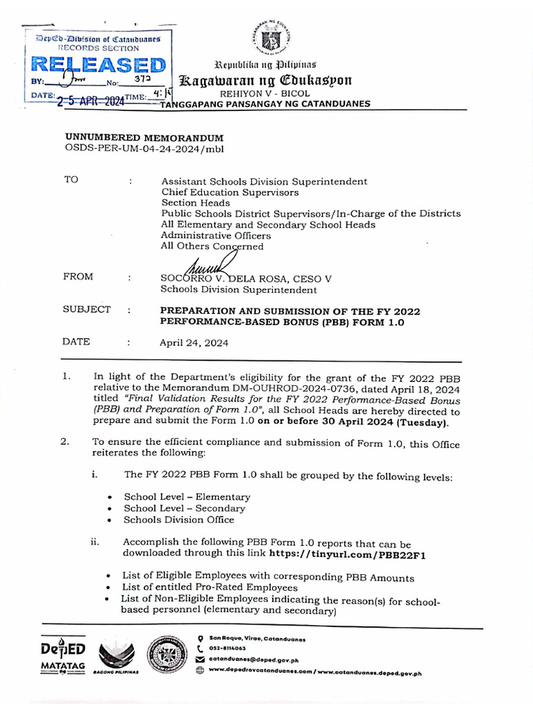 Rec Um 2024 Preparation and Submission of The Fy 2022 Performance Based ...