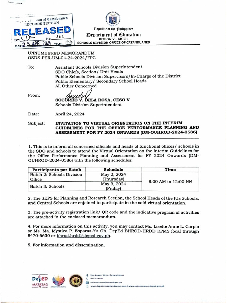 Rec Um 2024 Invitation To Virtual Orientation On The Interim Guidelines For The Office ...