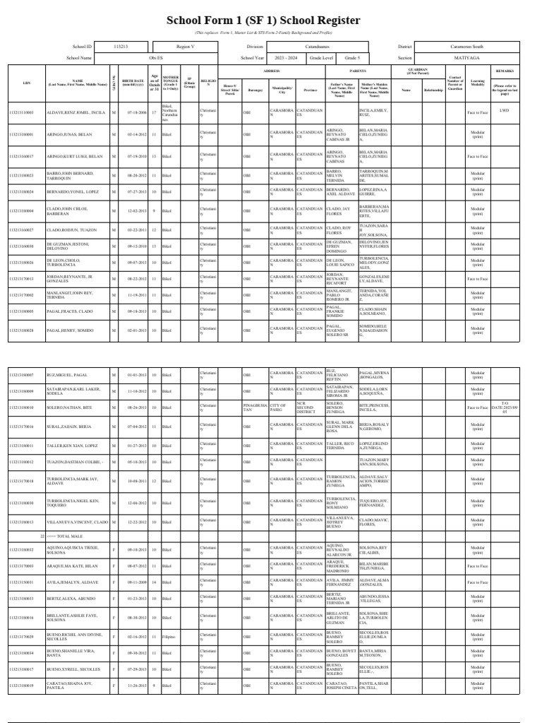 Sf1 - 2023 - Grade 5 - Matiyaga | PDF