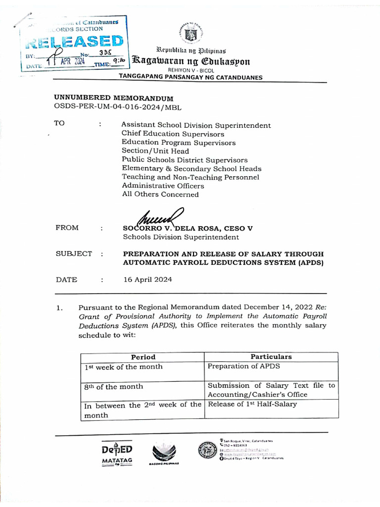 Rec Um 2024 Preparation and Release of Salary Through Automatic Payroll ...