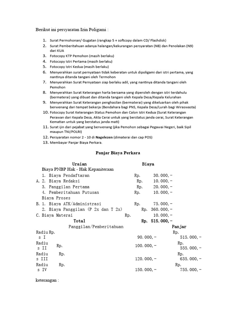 Berikut Ini Persyaratan Izin Poligami | PDF | Griya & Taman