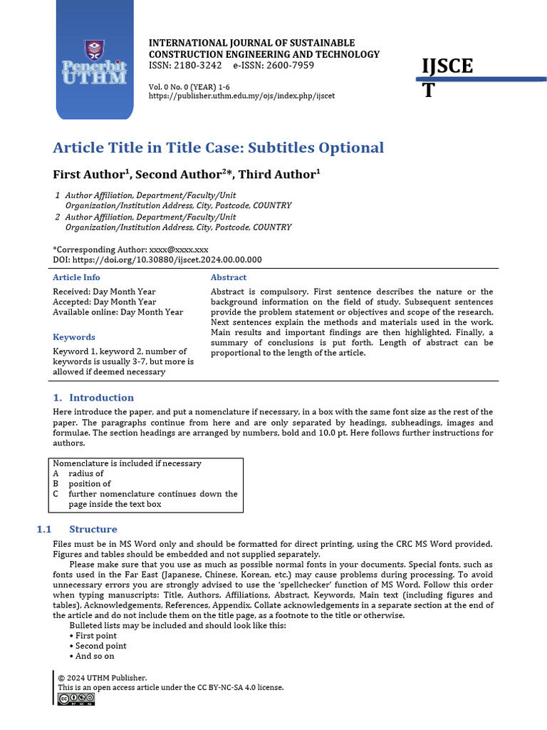 Template IJSCET-OTH-1 | PDF | Microsoft Word | American Psychological Association
