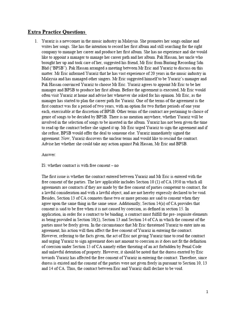 Contractual Consent Issues | PDF | Breach Of Contract | Legal Remedy