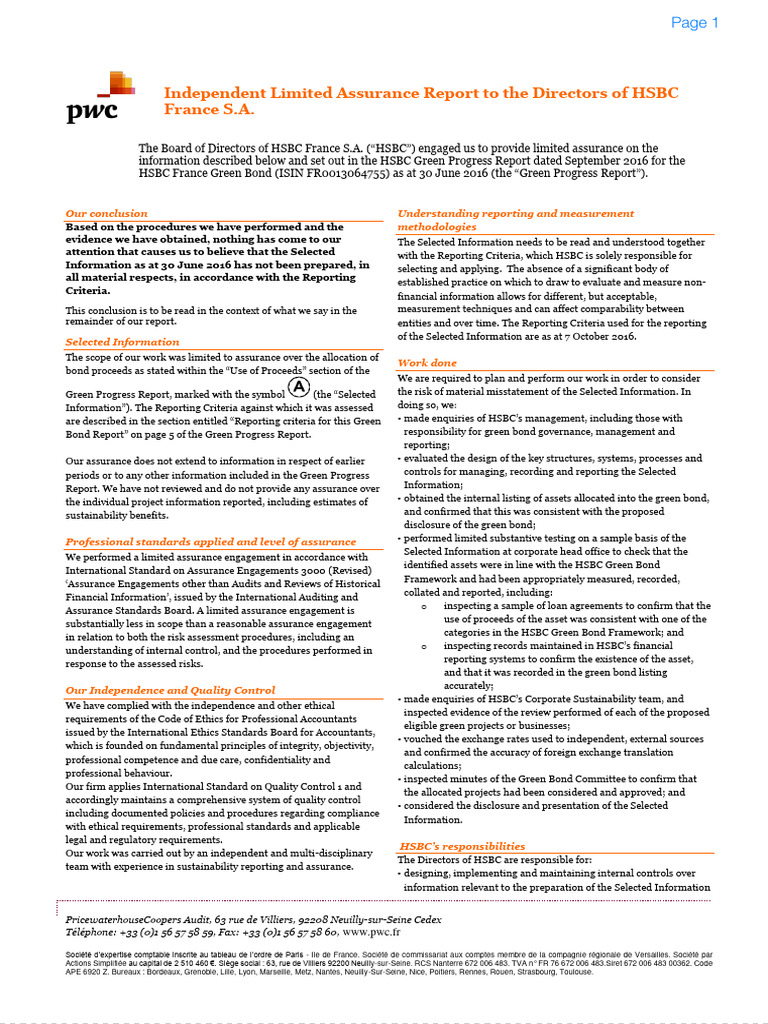 HSBC Green Bond Assurance Report | PDF | Wind Farm | Wind Power