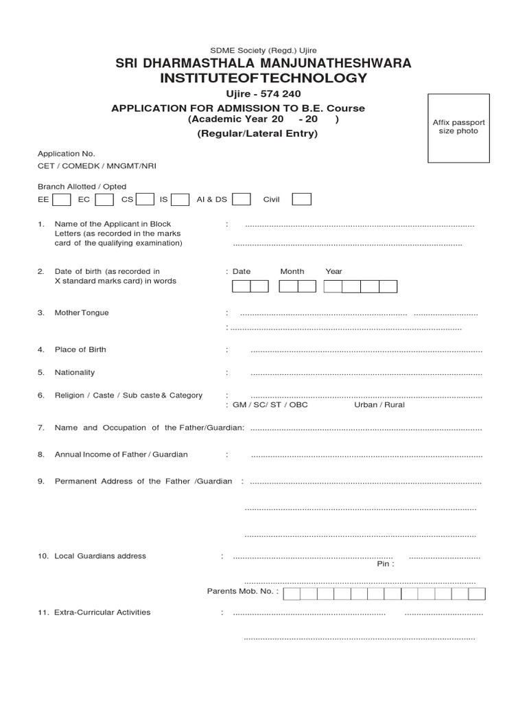 SDMIT Application 2021 | PDF