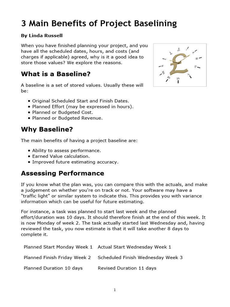 3 Main Benefits of Project Baselining | PDF | Accuracy And Precision