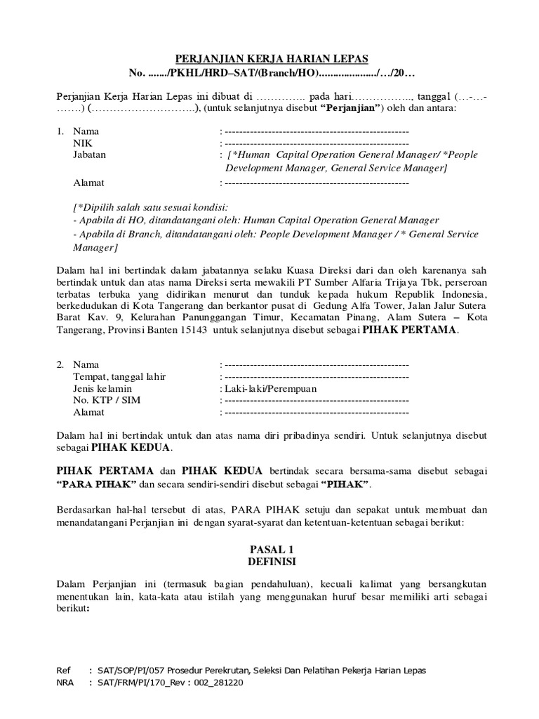 Perjanjian Kerja PHL | PDF | Bisnis | Pengelolaan Keuangan & Uang