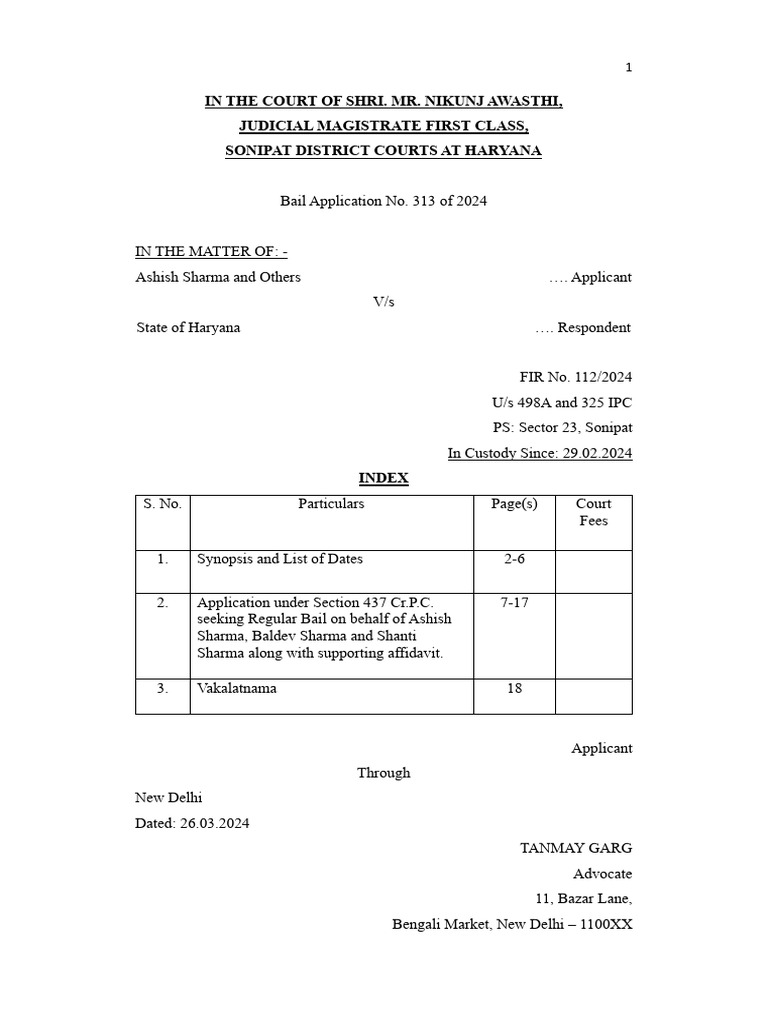 Tanmay Garg - Bail Application in Ashish Sharma and Ors Vs State of ...