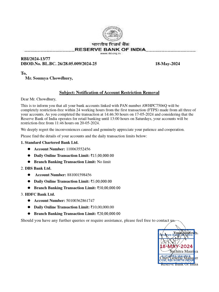 Rbi Letter Head | PDF