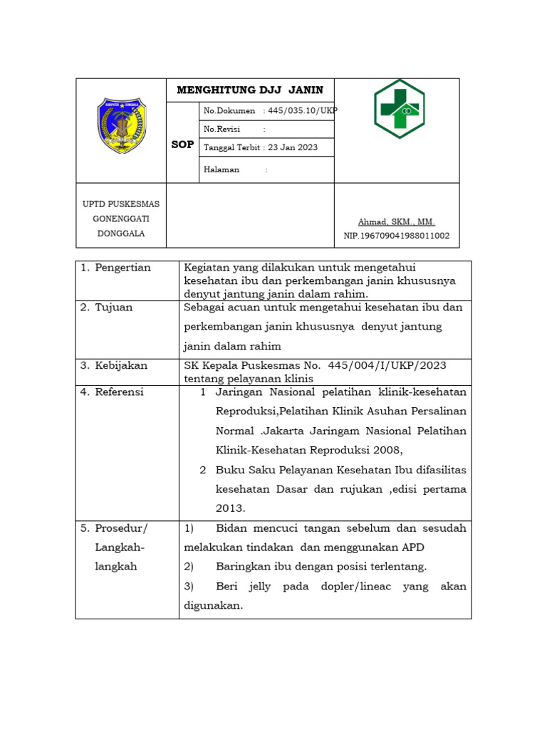 SOP - Menghitung DJJ | PDF | Kesehatan Holistik