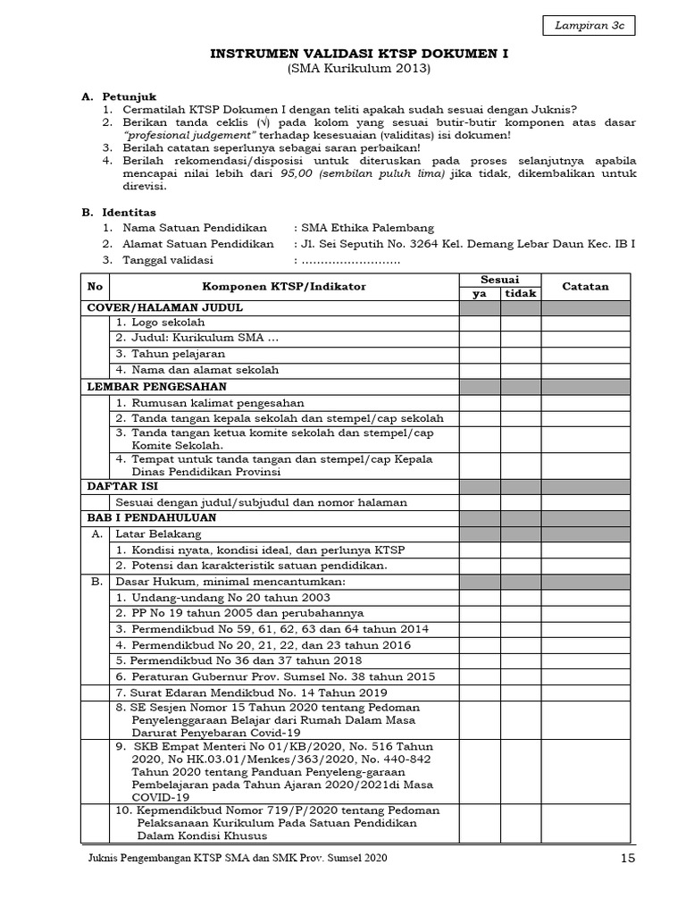 Instrumen Validasi KTSP-2021 | PDF | Karier & Perkembangan