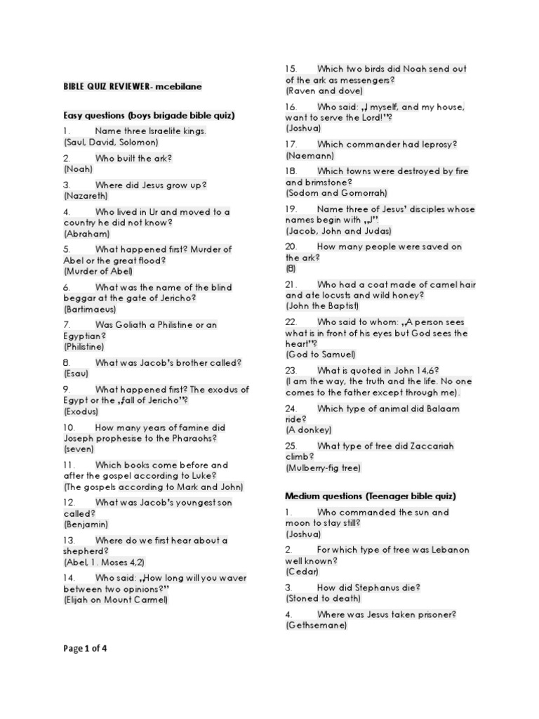 Bible Quiz Reviewer Part 2 | PDF | John The Baptist | Christianity