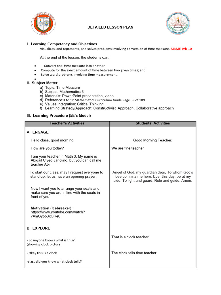 Detailed Lesson Plan | PDF | Lesson Plan | Mathematics