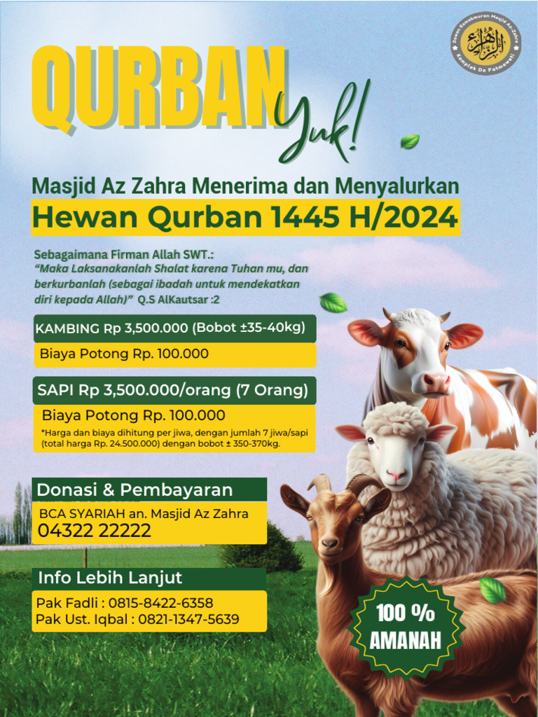 Poster Digital Qurban Masjid Az Zahra Priint | PDF