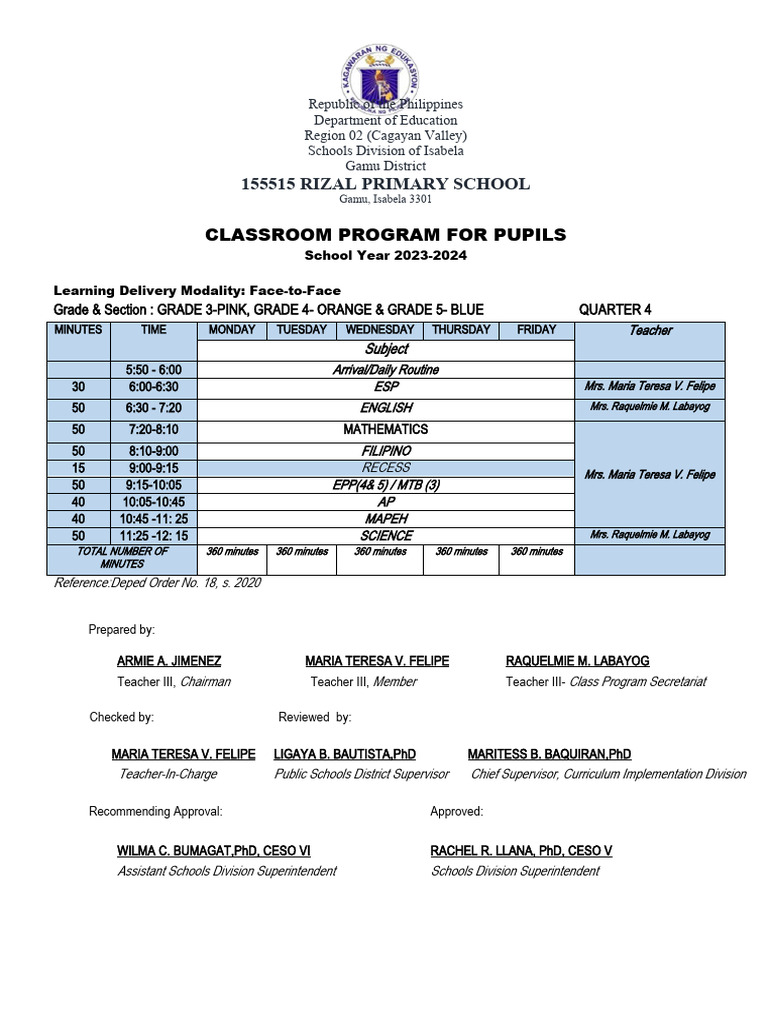 CLASSROOM PROGRAM HALF DAY | PDF