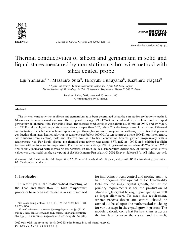 18-Thermal Conductivities of Silicon and Germanium in Solid and Liquid ...