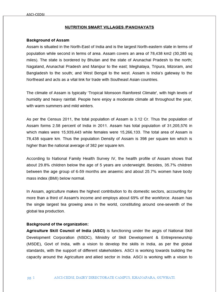 Concept Note On Nutrition Smart Villages | PDF | Malnutrition | Food Security