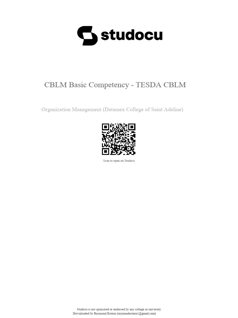 Cblm Basic Competency Tesda Cblm | PDF | Nonverbal Communication ...