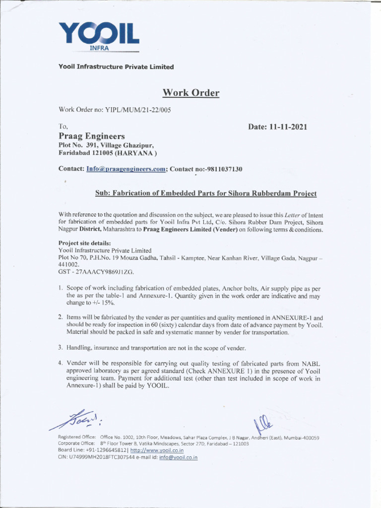 Work Order Signed | PDF