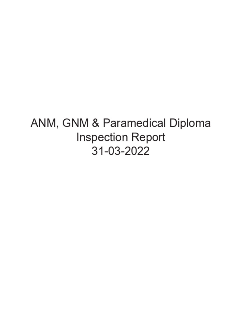 ANM GNM DipPara Inspection Report | PDF