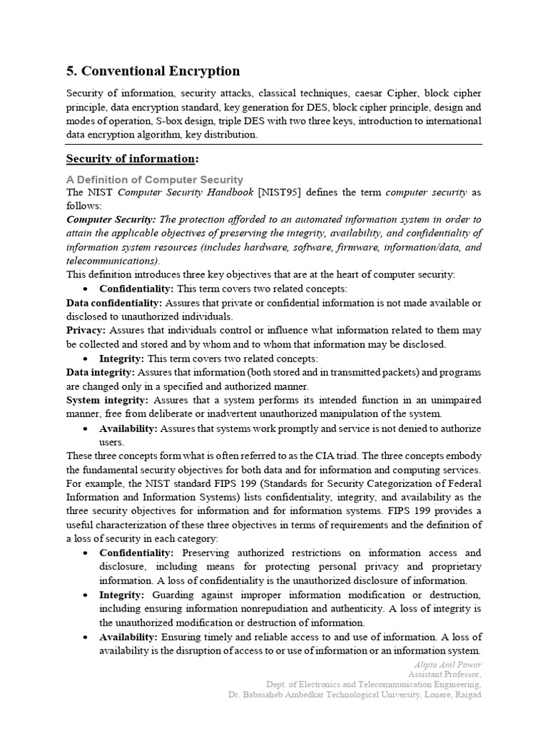 Conventional Encryption | PDF | Cryptography | Cryptanalysis