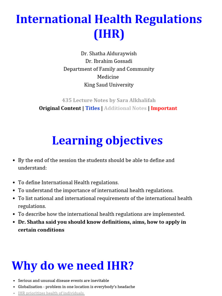 International Health Regulations | PDF | World Health Organization ...