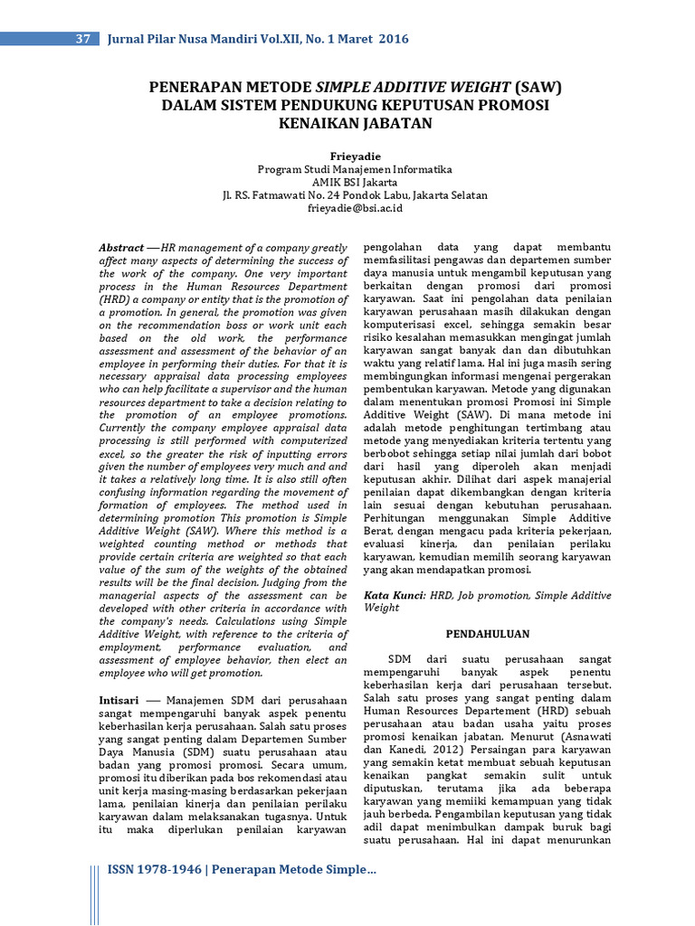 Penerapan Metode Simple Additive Weight 4b140887 | PDF | Bisnis ...