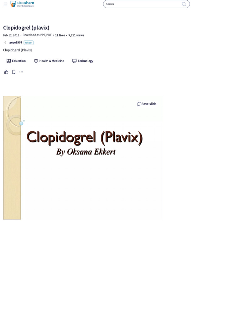 Clopidogrel (plavix) _ PPT | PDF | Cytochrome P450 | Medicinal Chemistry