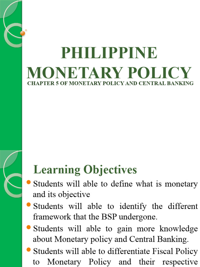 Chapter 5 Philippine Monetary Policy | PDF | Monetary Policy | Fiscal Policy