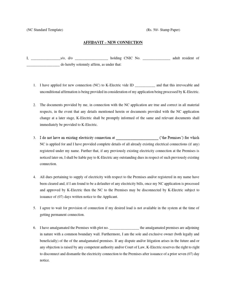 NC Standard Affidavit On Rs 50 Stamp Paper or Revnue Ticket | PDF ...