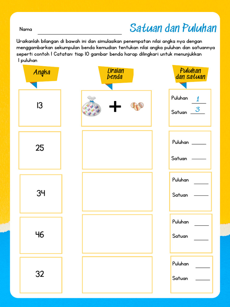 LKPD Nilai Tempat Kelas 2: Puluhan & Satuan | PDF