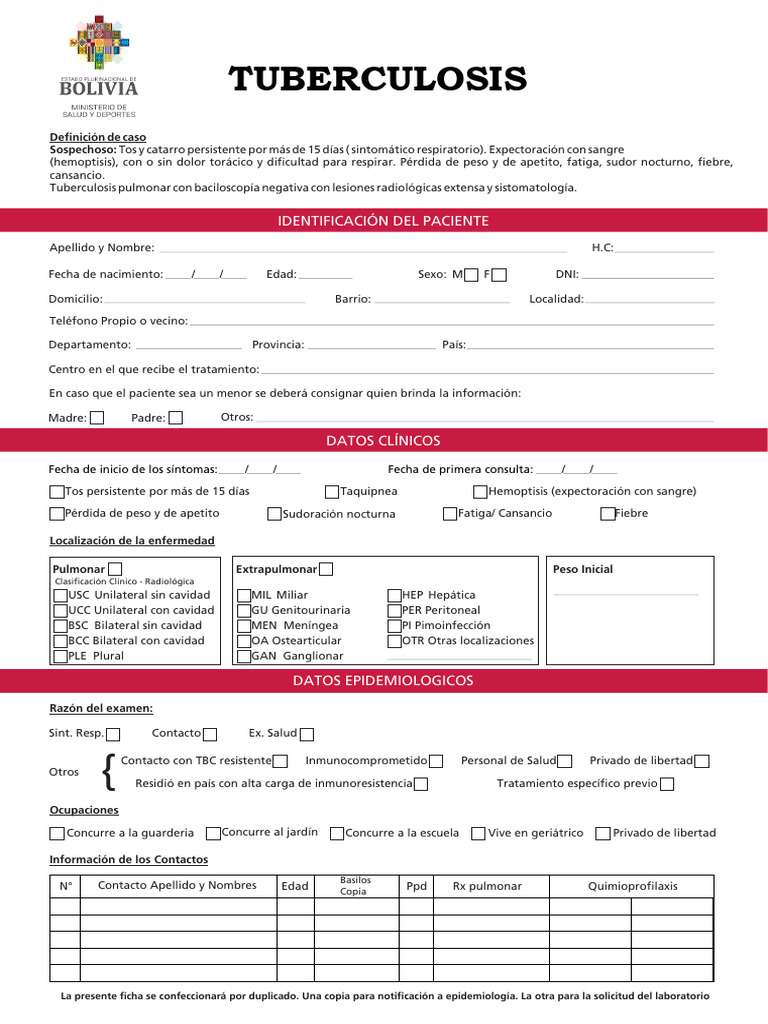 Ficha Clínica de Tuberculosis | PDF | Tuberculosis | Tos