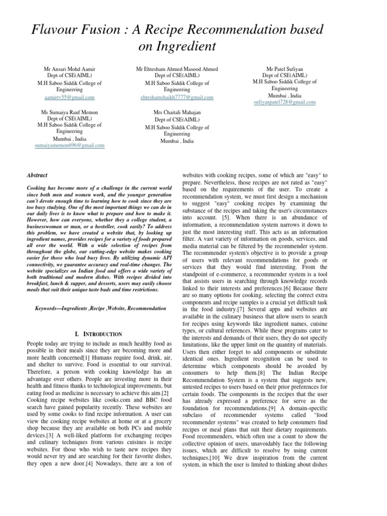 Flavour Fusion | PDF | Recipe | Deep Learning
